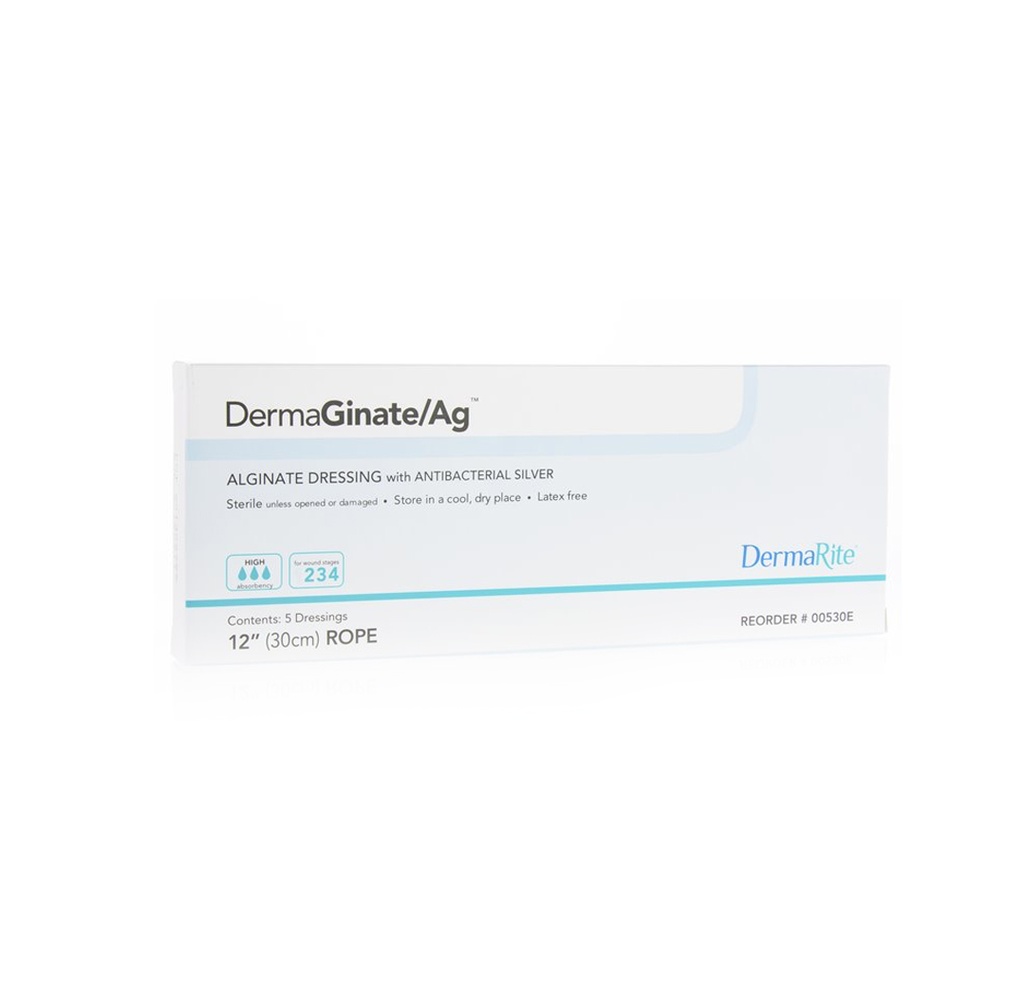 Dermarite DermaGinate Ag Silver Alginate Rope, 12" | Core GPO